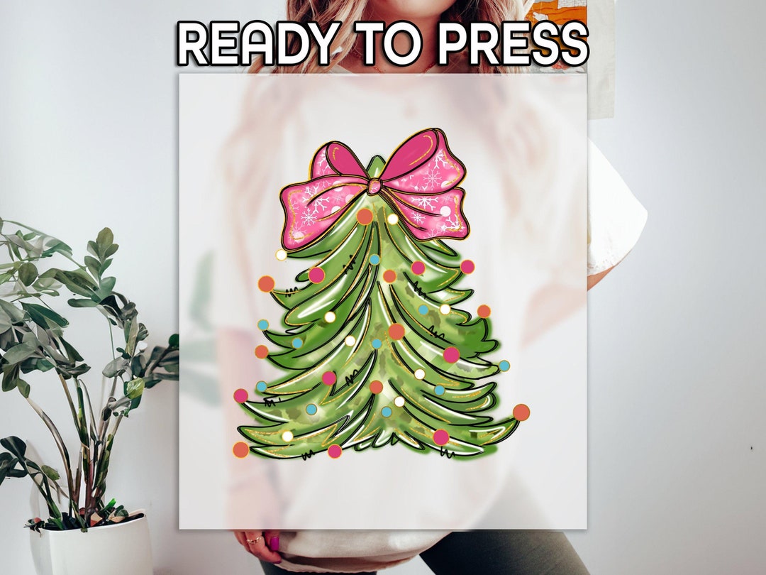 Christmas Tree Ready to Press DTF, Christmas Bow Print, Heat Press DTF ...