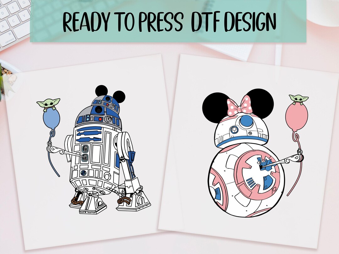 BB8 and R2D2 Ready to Press DTF, Mickey Lover Print, Heat Press DTF ...