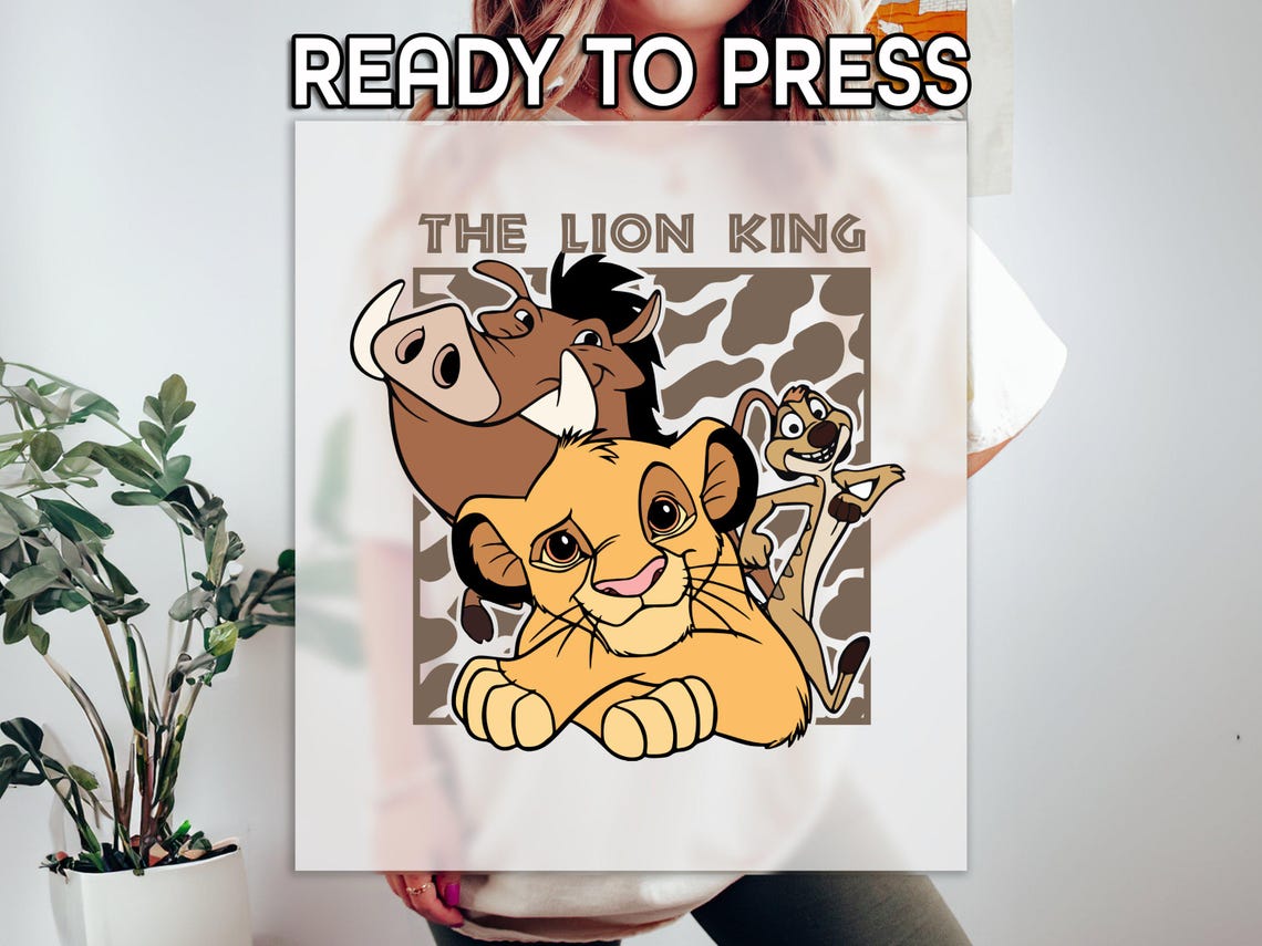 The Lion King Ready to Press DTF, Pimon and Tumbaa Print, Heat Press ...