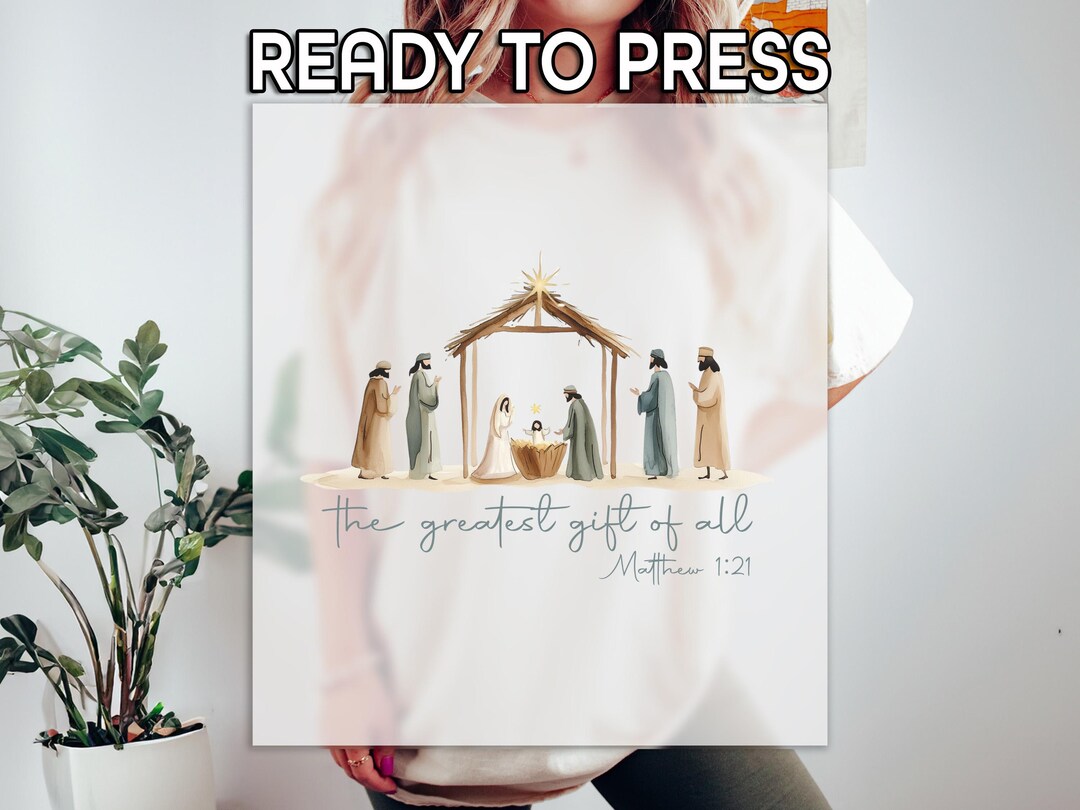 Christian Christmas DTF Transfer, Nativity Scene With Baby Jesus DTF ...