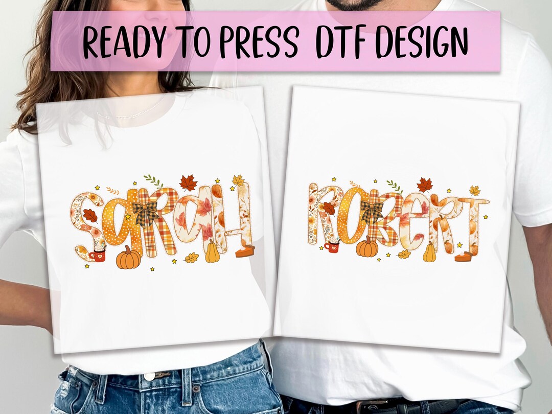 Custom Fall Name DTF Transfer, Personalized Autumn Letters DTF ...
