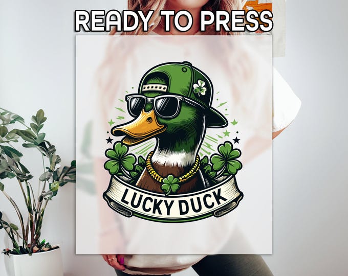 Wood Duck DTF Transfer, Quirky Duck St. Patrick's Theme, Easy ...