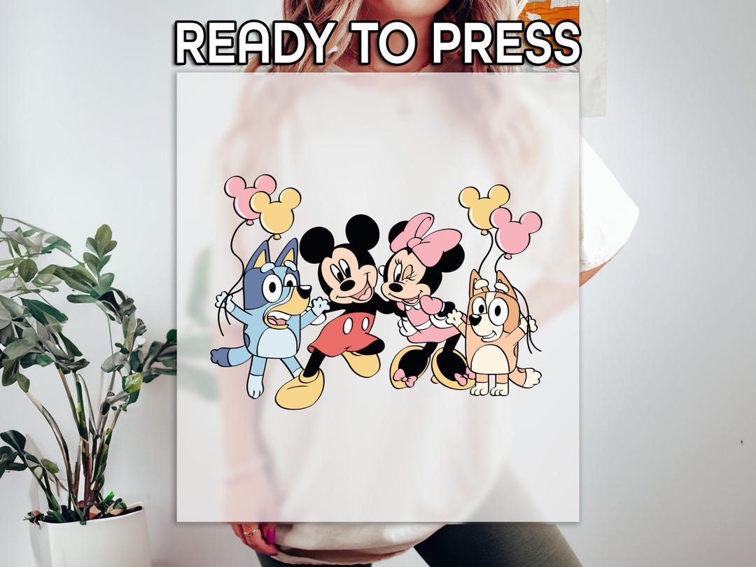 Mickey and Bluey DTF, Minnie Mouse Print, Heat Press DTF Transfer ...