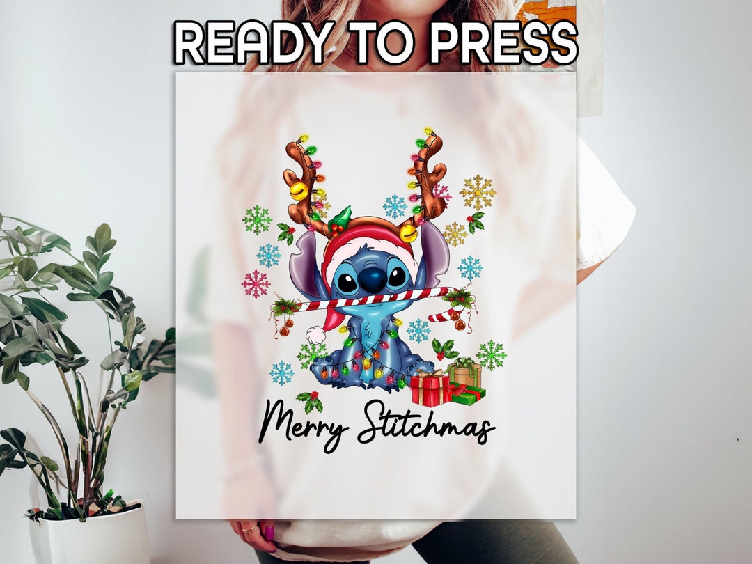 Merry Stitchmas Ready to Press DTF, Disney Christmas Print, Heat Press ...