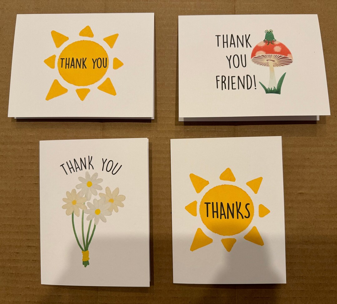 Cute Thank You Cards, Sunshine, Frog, Flowers (5x6.5in) - Etsy