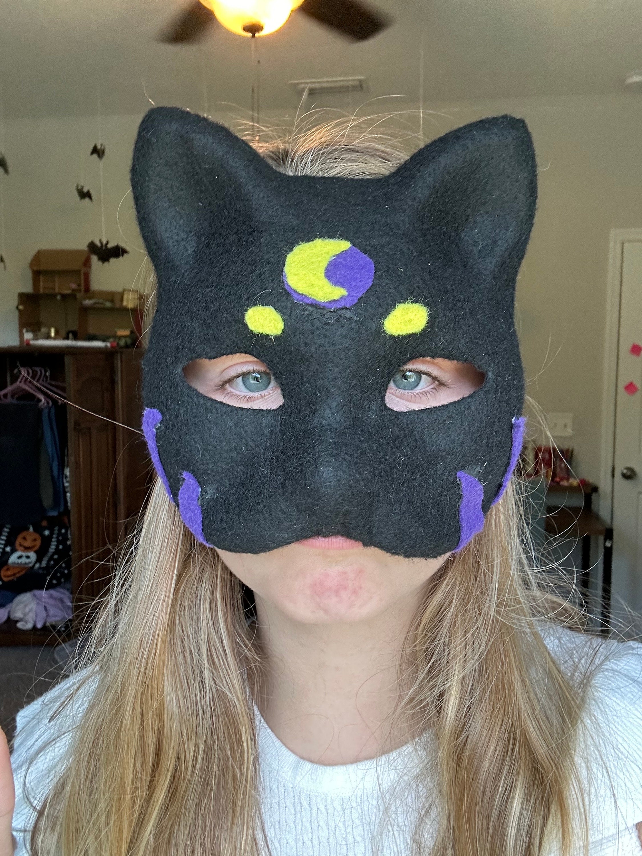 Black Cat Moon Mask - Etsy