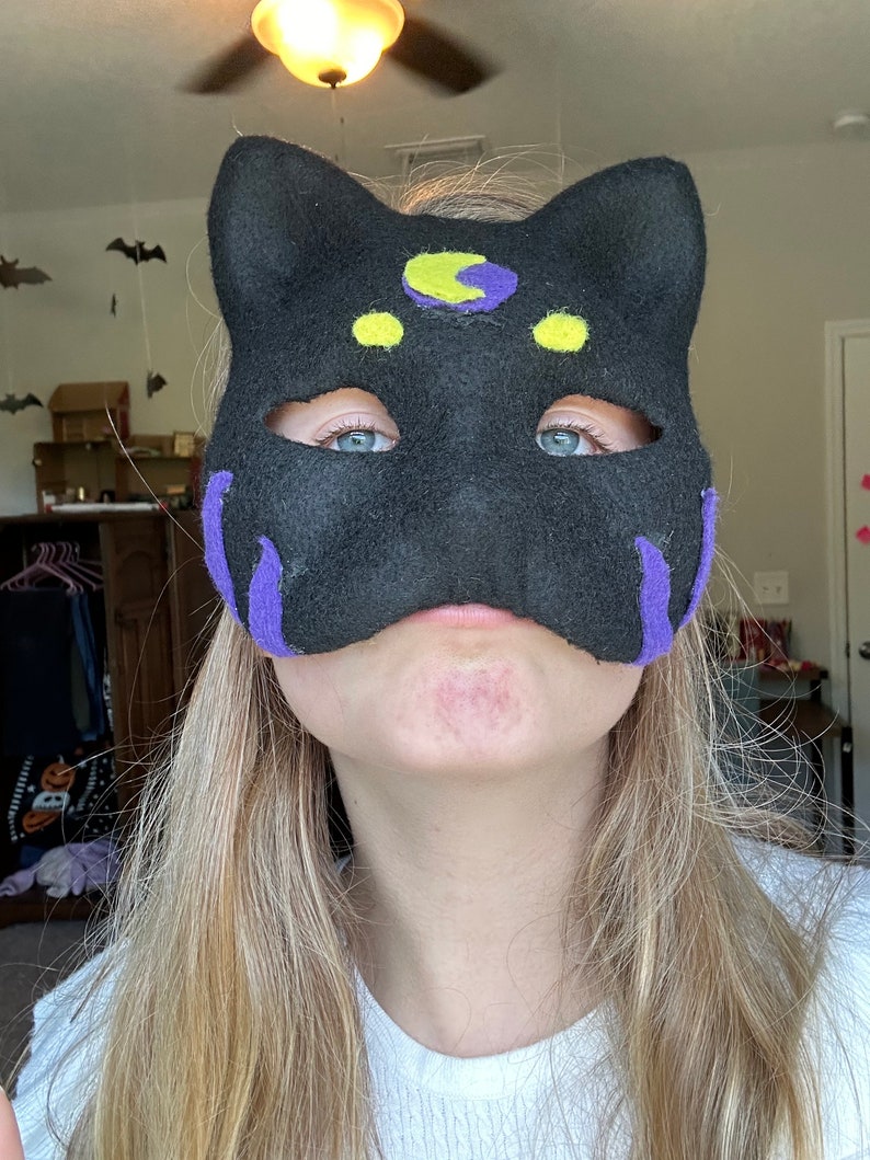 Black Cat Moon Mask - Etsy