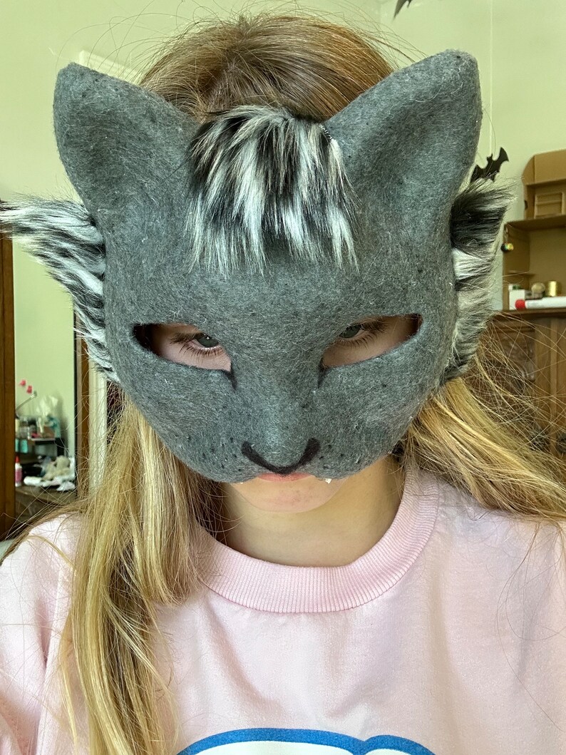 Grey Cat Mask - Etsy