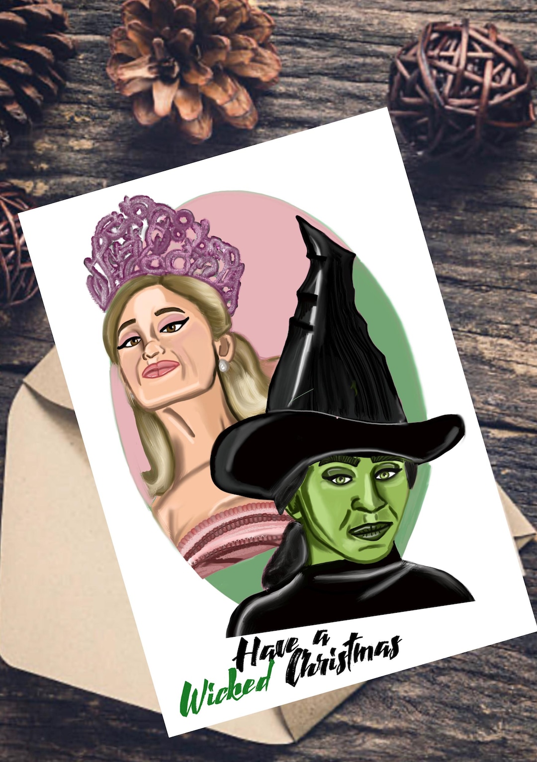 Have a Wicked Christmas, Elphaba and Glinda Inspired Christmas Card ...