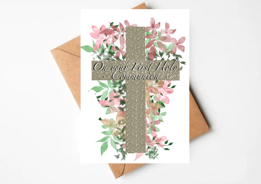 On Your First Communion, Cute First Holy Communion Card, Religious ...