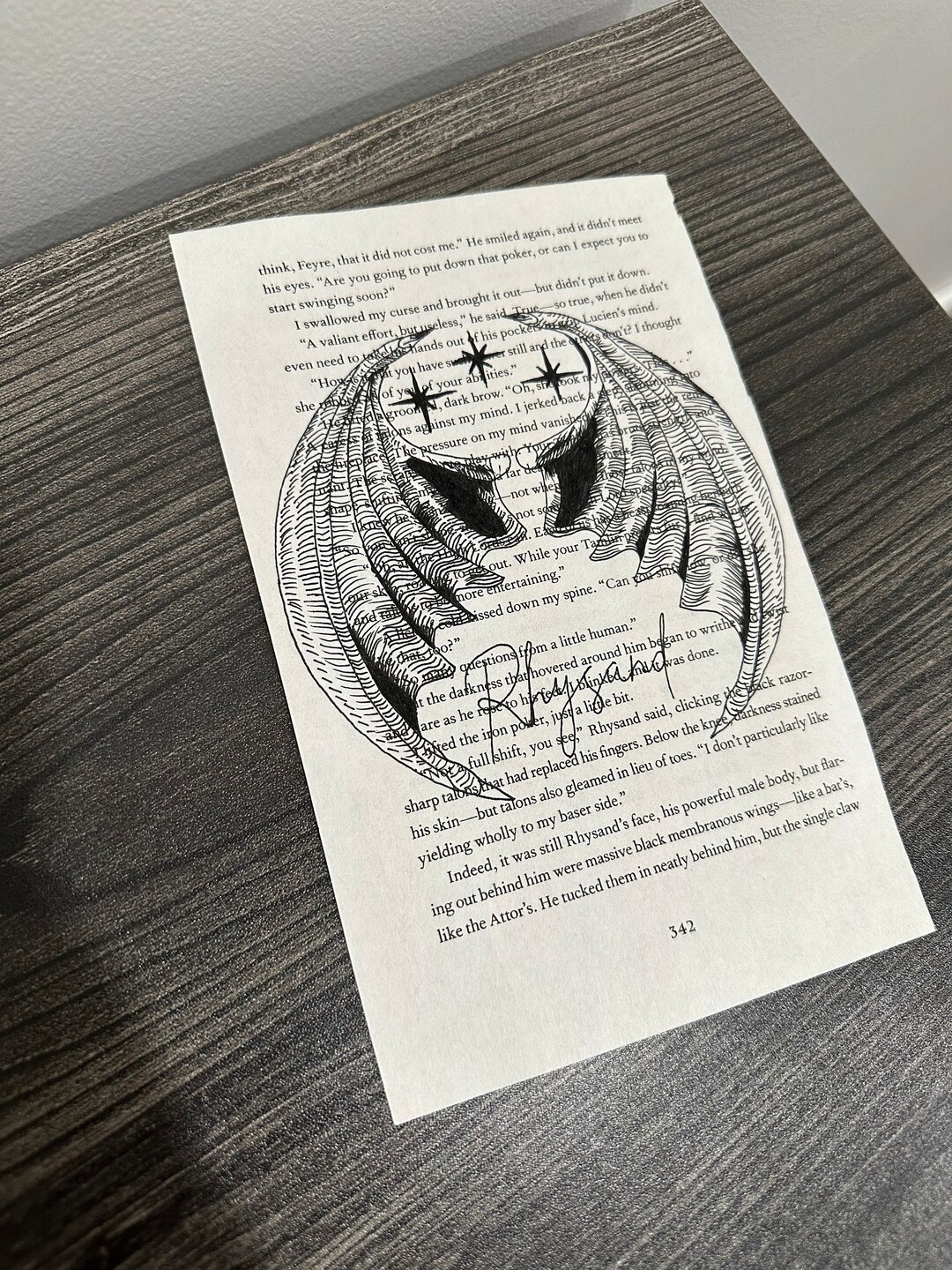 ACOTAR Gift - Book Page Art - Variations Available - Rhys - Bat Boys ...