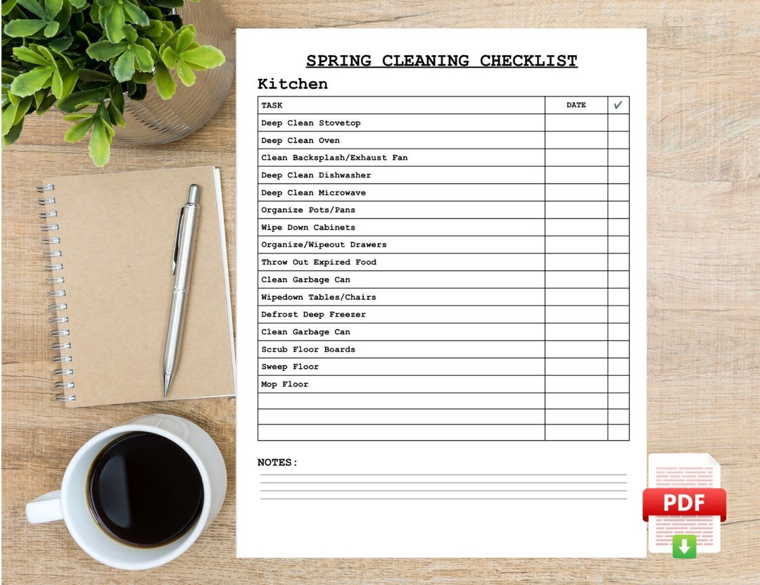 Spring Cleaning Kitchen Checklist, Deep Kitchen Cleaning Printable ...