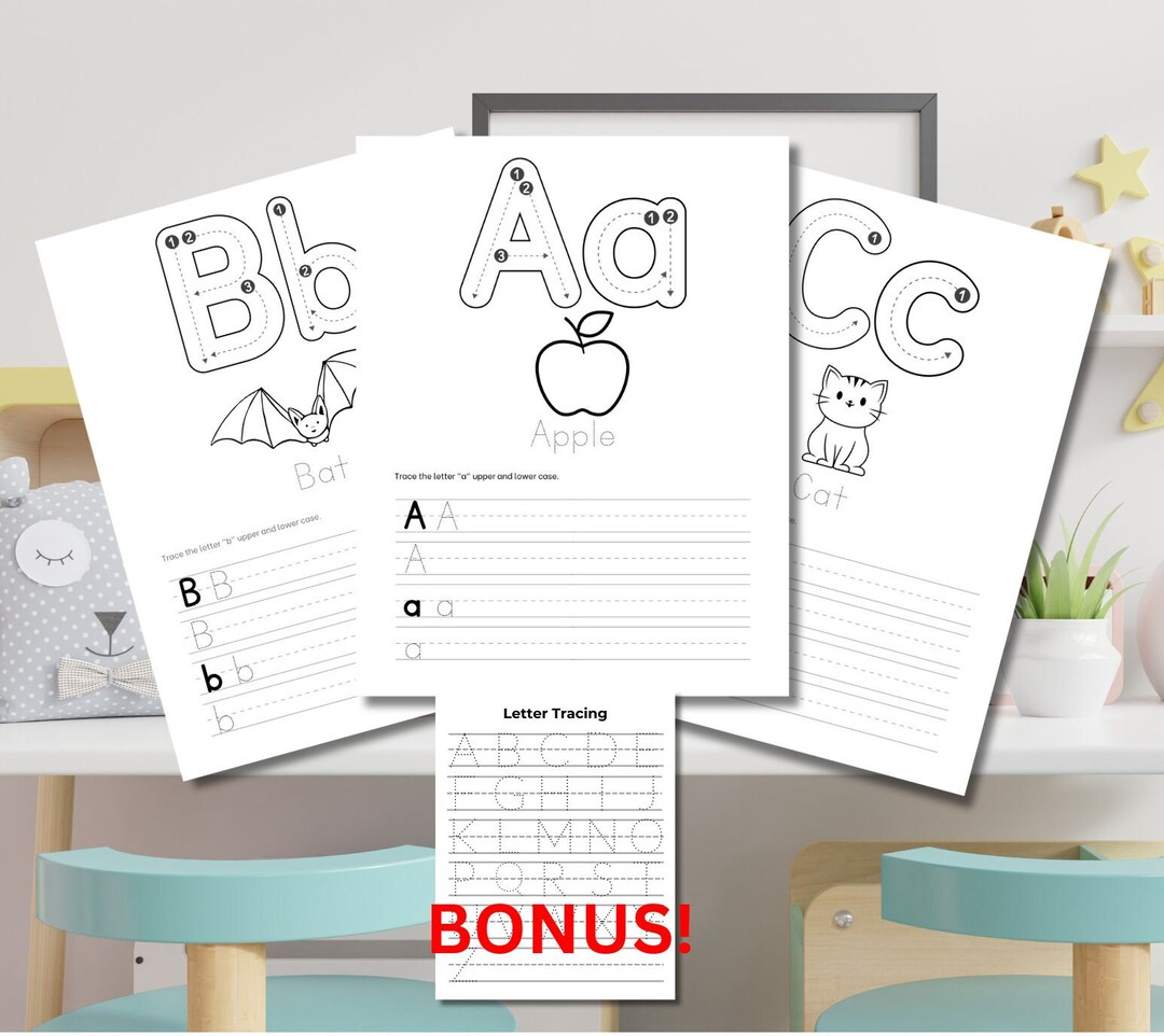 Alphabet Tracing Worksheets for Kids - Preschool Learning, Printable ...