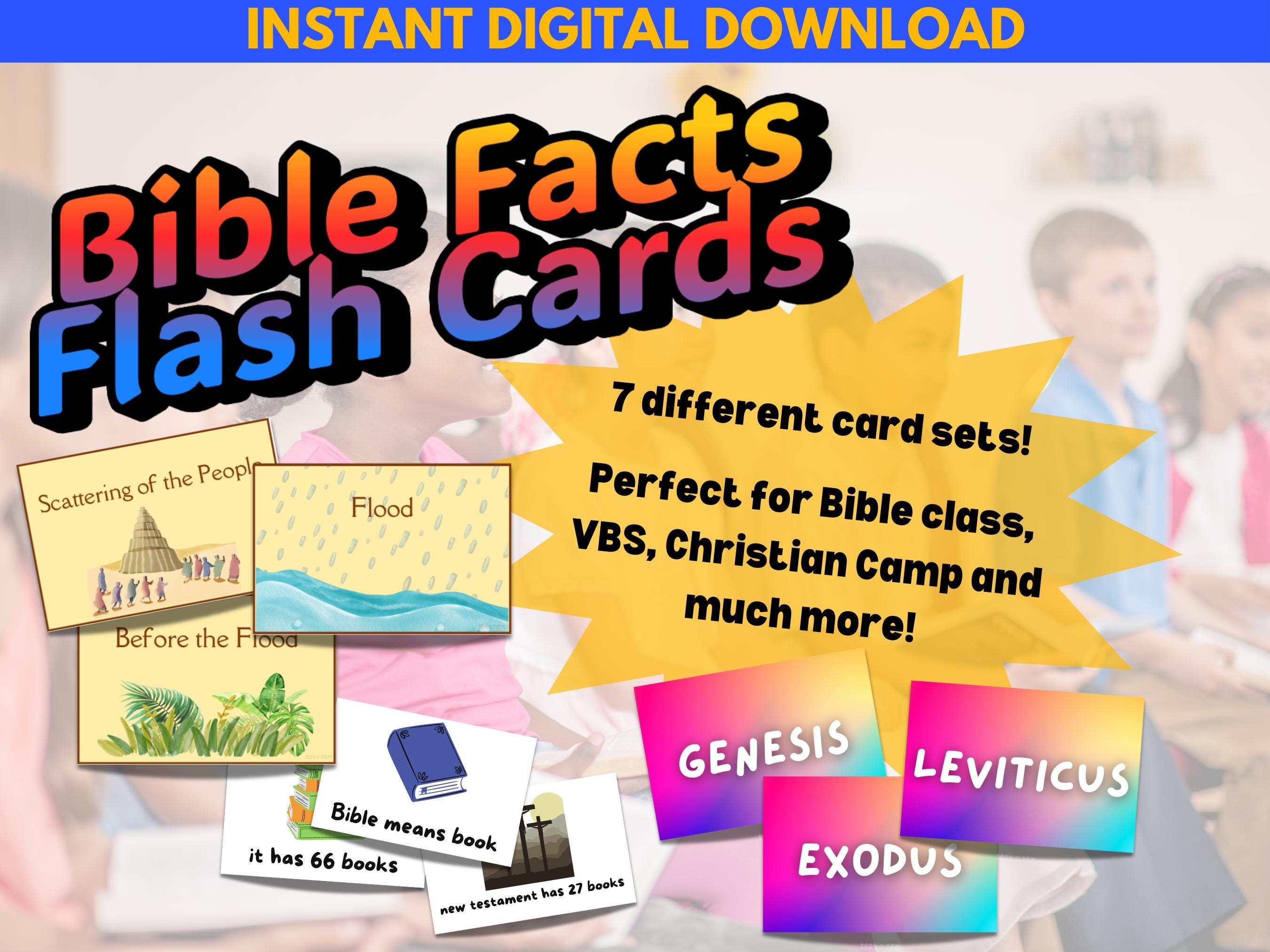 Bible Facts Flash Cards -- 7 Pack Memory Set - Etsy