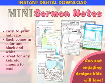 Sermon Notes for Kids - Etsy