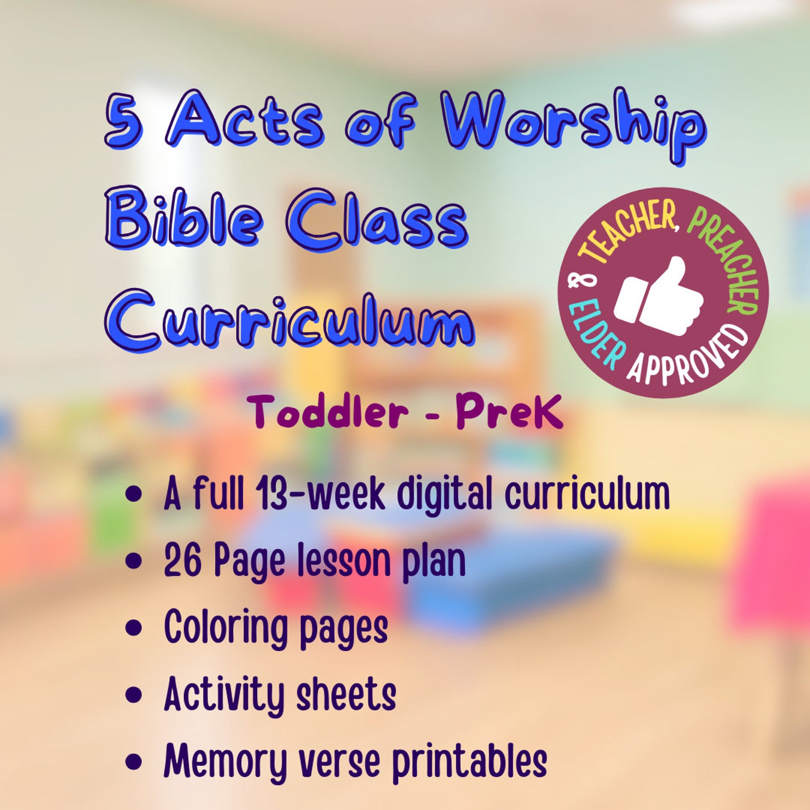 5 Acts of Worship Toddler Prek Bible Class Curriculum - Etsy