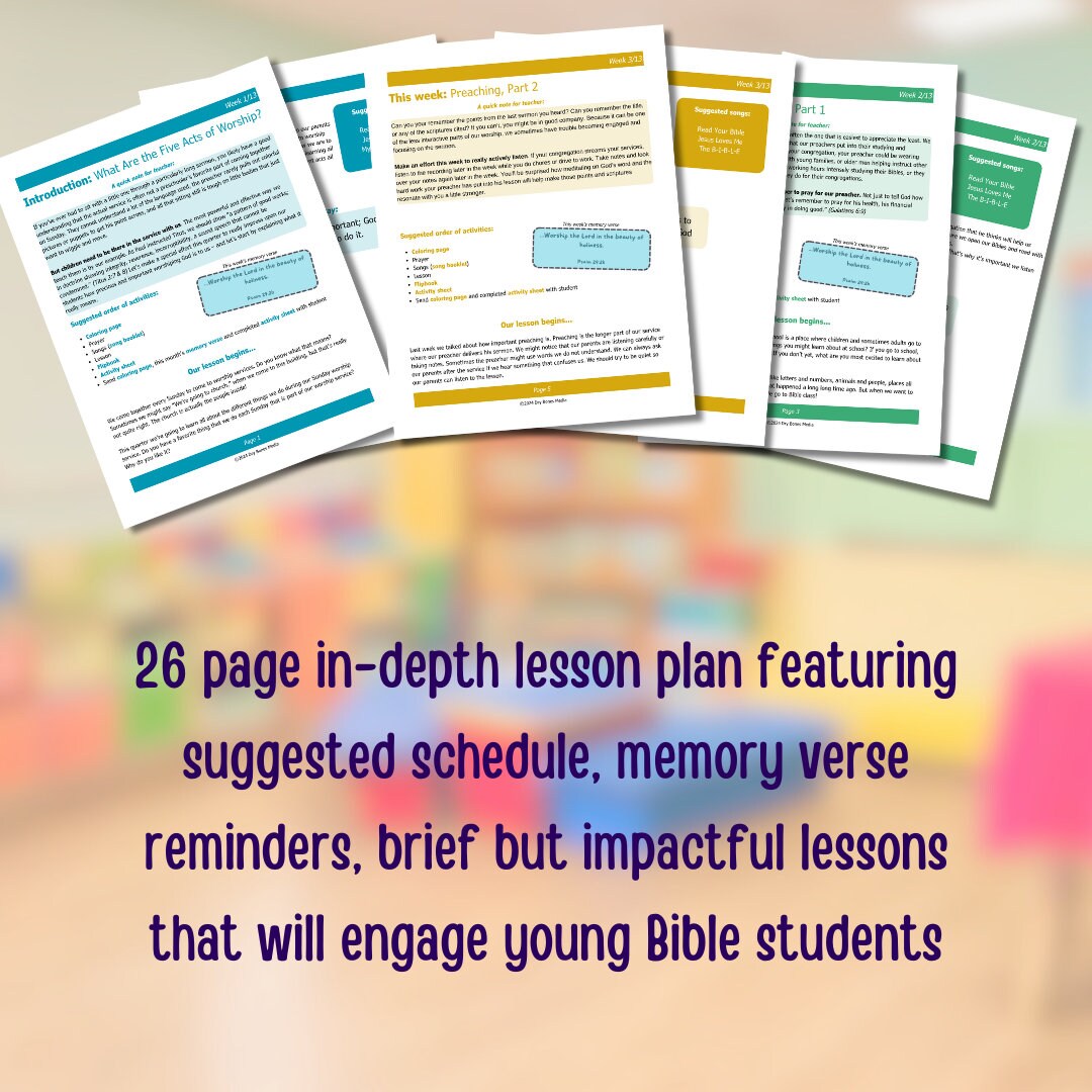 5 Acts of Worship -- Toddler - Prek Bible Class Curriculum - Etsy