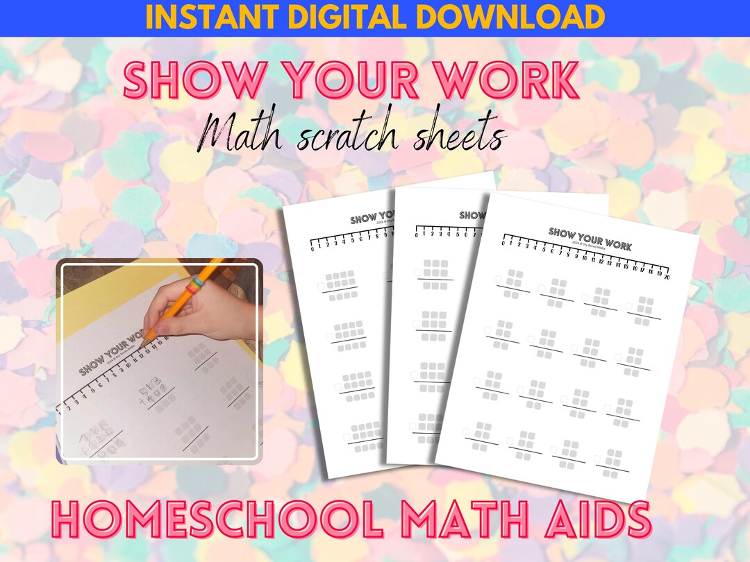 Show Your Work - Addition and Subtraction Math Scratch Sheets - Etsy