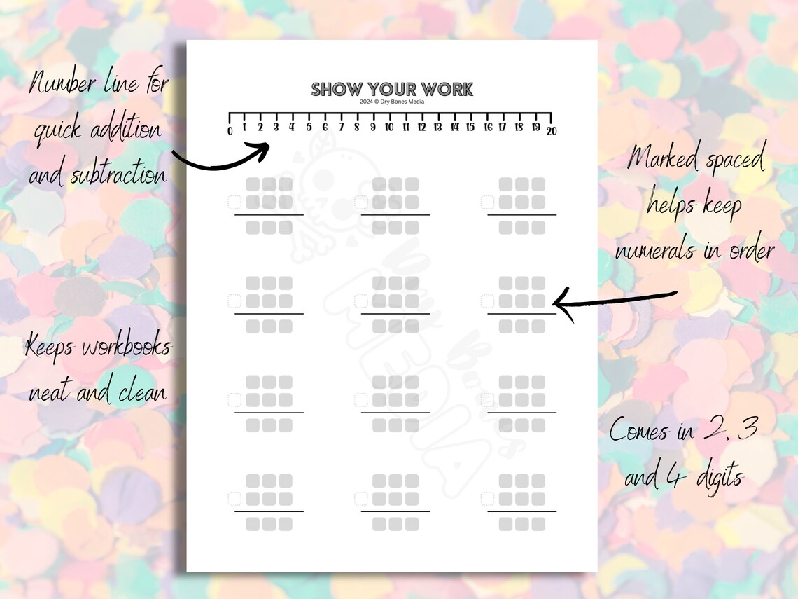 Show Your Work - Addition and Subtraction Math Scratch Sheets - Etsy