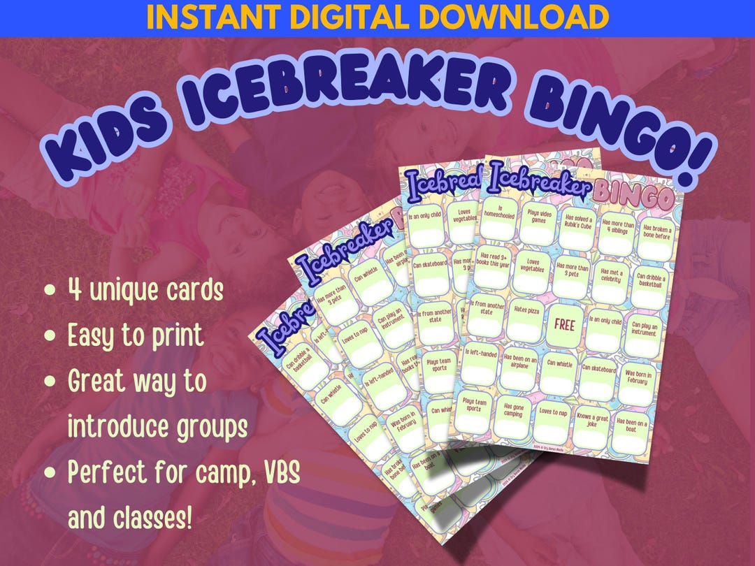Kids' Icebreaker Bingo -- Introductions Game for Children - Etsy