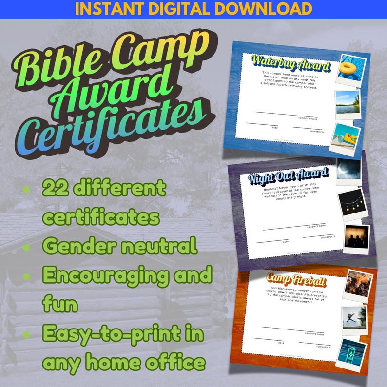 Bible Camp Awards - Printable Certificates - Etsy