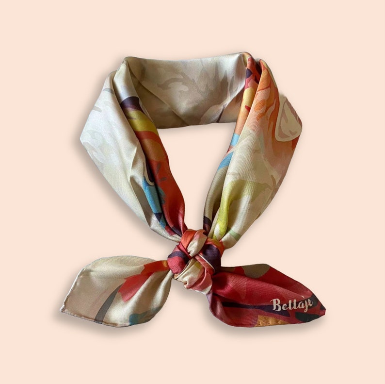 100% Silk Square Scarf Puffy Cat 27x27/70x70cm, Mulberry Twill Silk ...