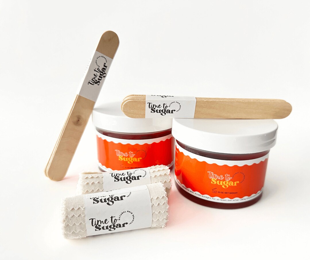 Double 13oz Sugaring Paste Kit With Reusable Cotton Strips and Spatulas ...