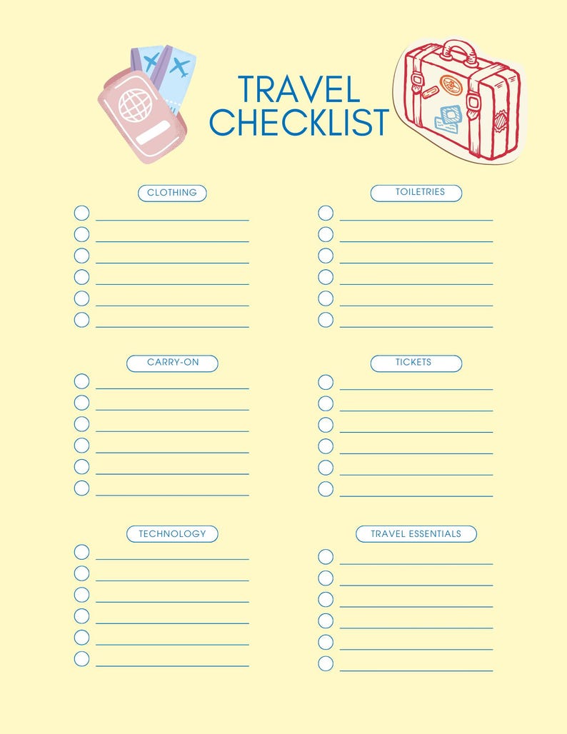 Travel Checklist - Etsy