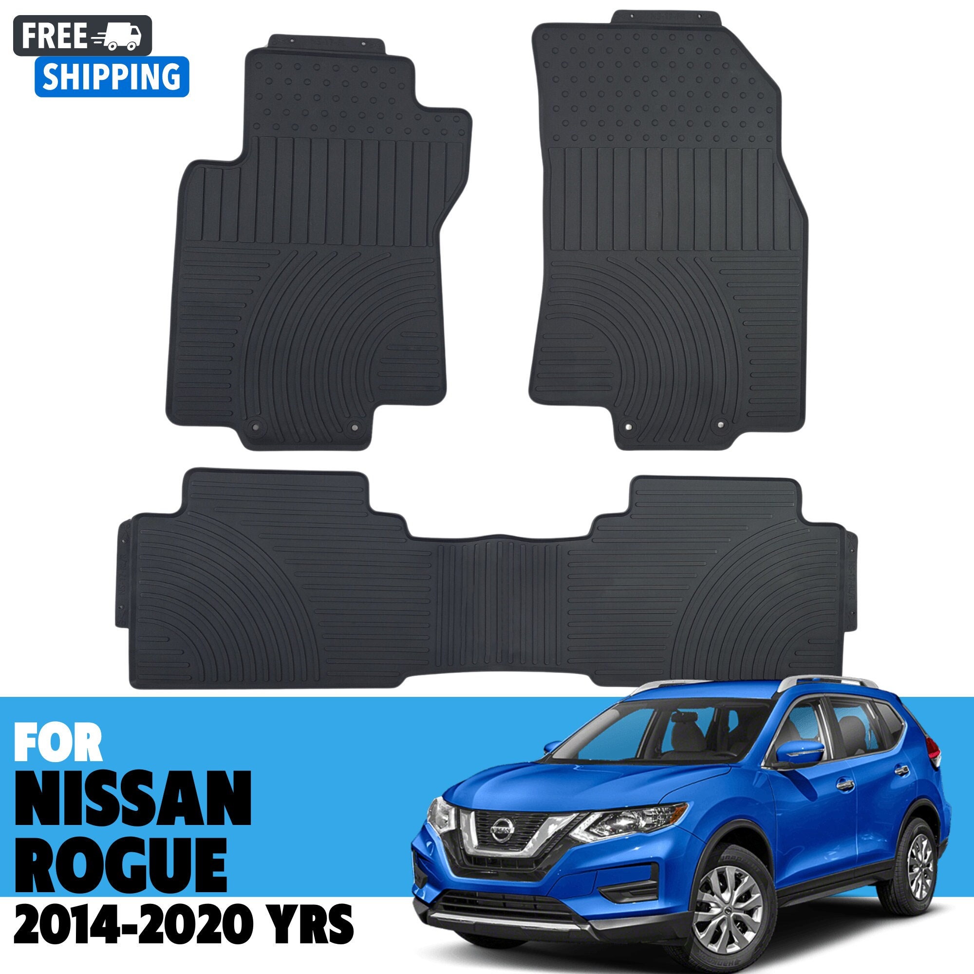 Floor Mats for NISSAN ROGUE 2014 2020 All Weather Rubber Set Black Anti slip Flex Etsy