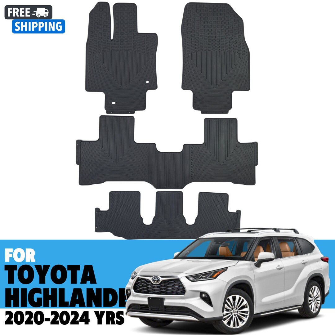 Floor Mats for TOYOTA HIGHLANDER 2020-2024 7seat 3ROW All Weather ...