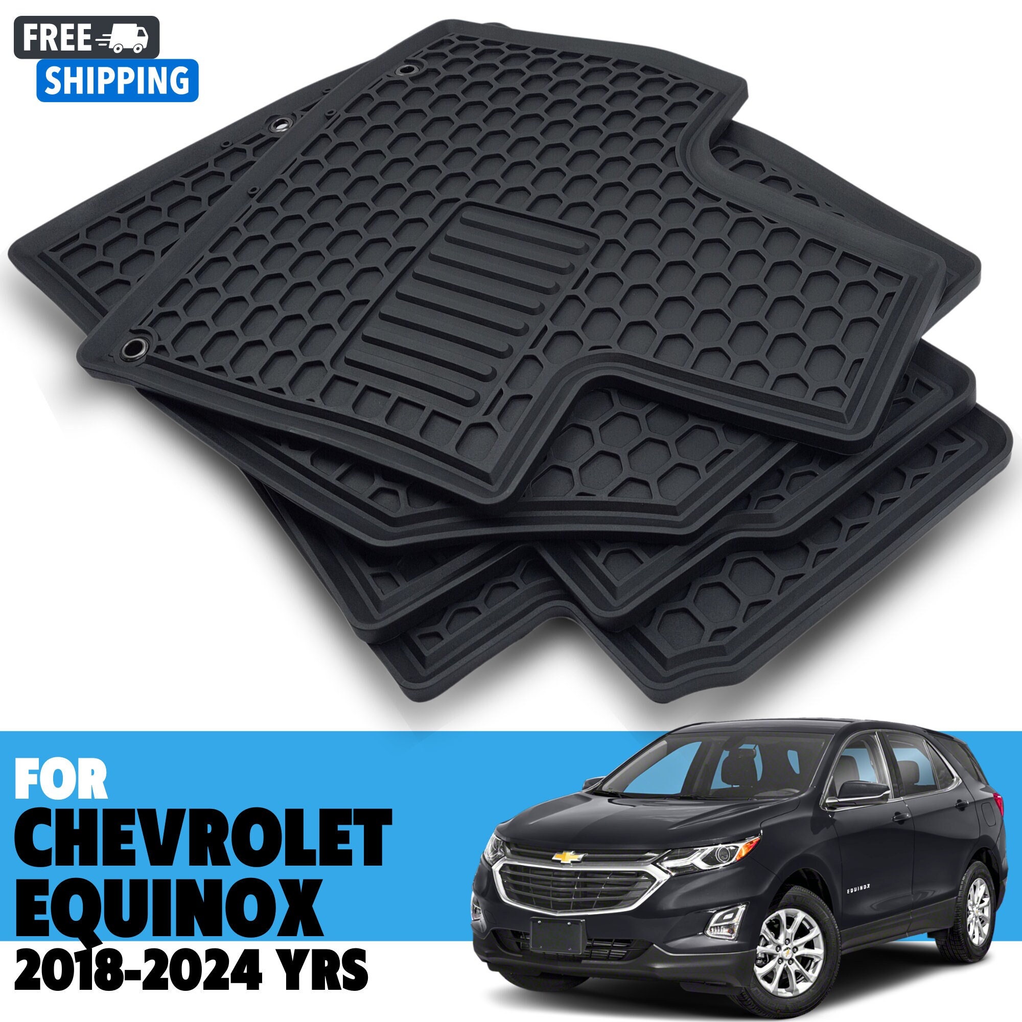 Floor Mats for CHEVROLET EQUINOX 2018 2024 All Weather Rubber Set Black Anti slip Flex Etsy