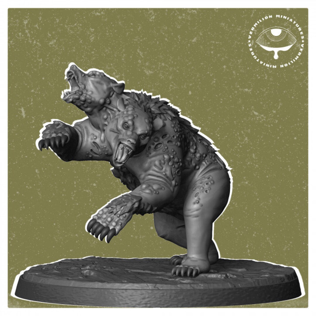 Two Headed Bear vermilion - Etsy