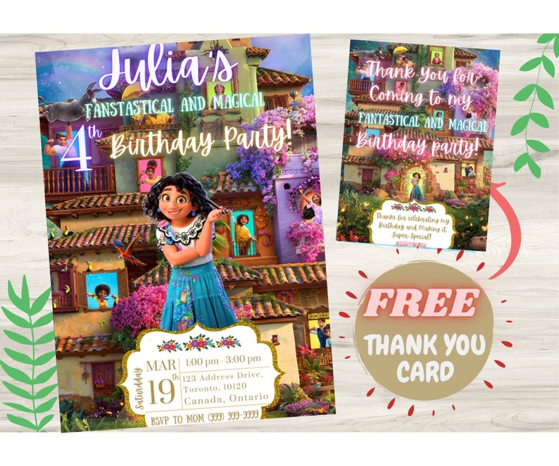 Editable Encanto Birthday Invitation Template thank You Card, Printable ...