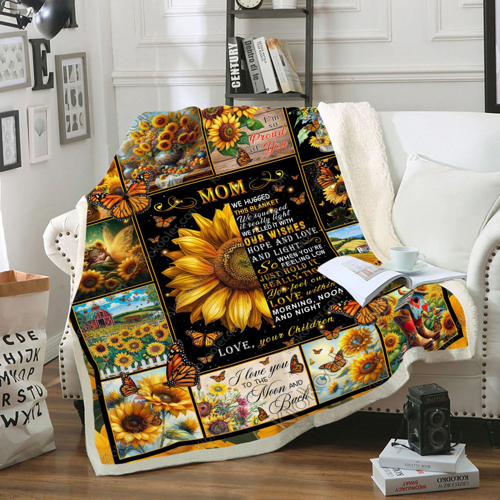 Sunflowers and Farms Multi-color Blanket, Sunflower Pattern Fleece ...