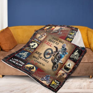Motocross Girl Sofa, Dirt Bike Throw Blanket, Cozy Blanket, Sherpa ...