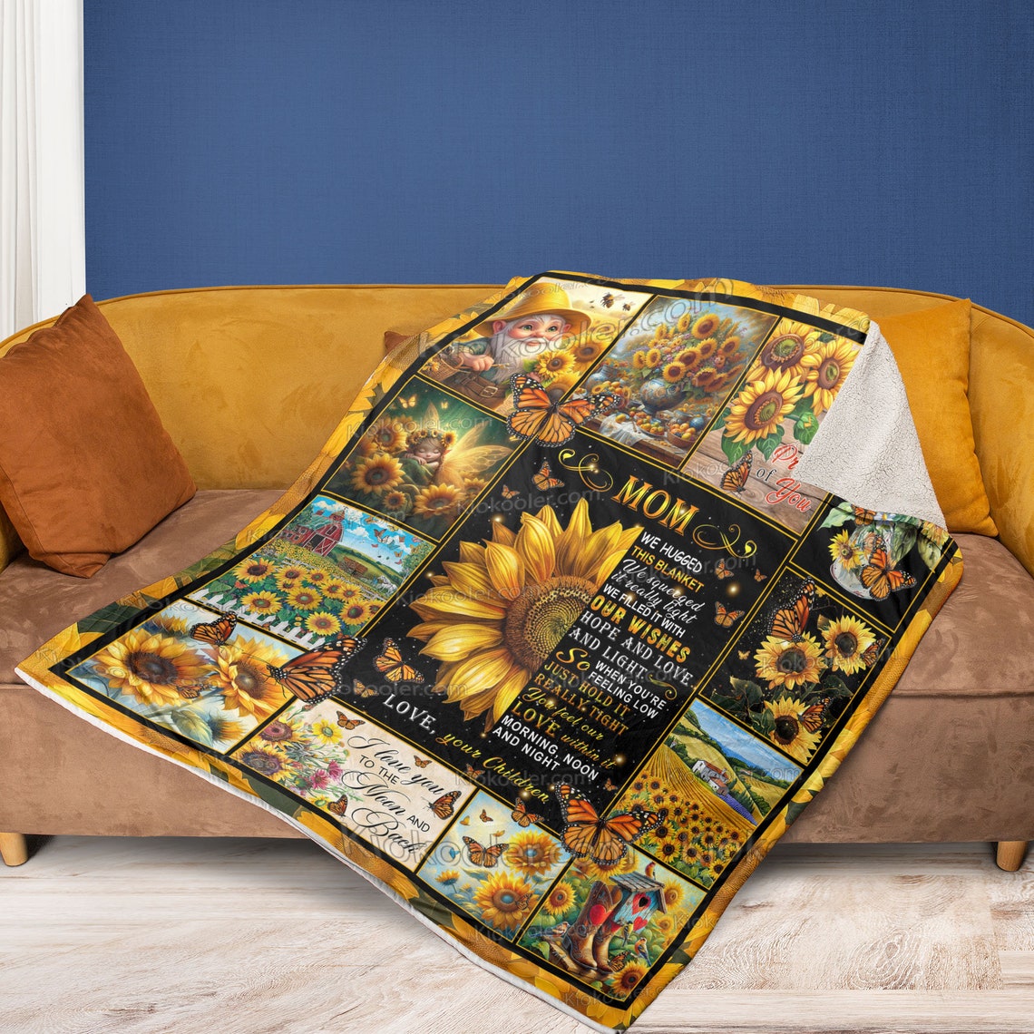 Sunflowers and Farms Multi-color Blanket, Sunflower Pattern Fleece ...