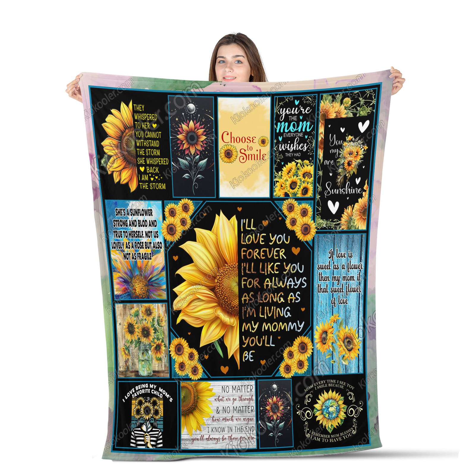 Sunflowers and Farms Multi-color Blanket, Sunflower Pattern Fleece ...