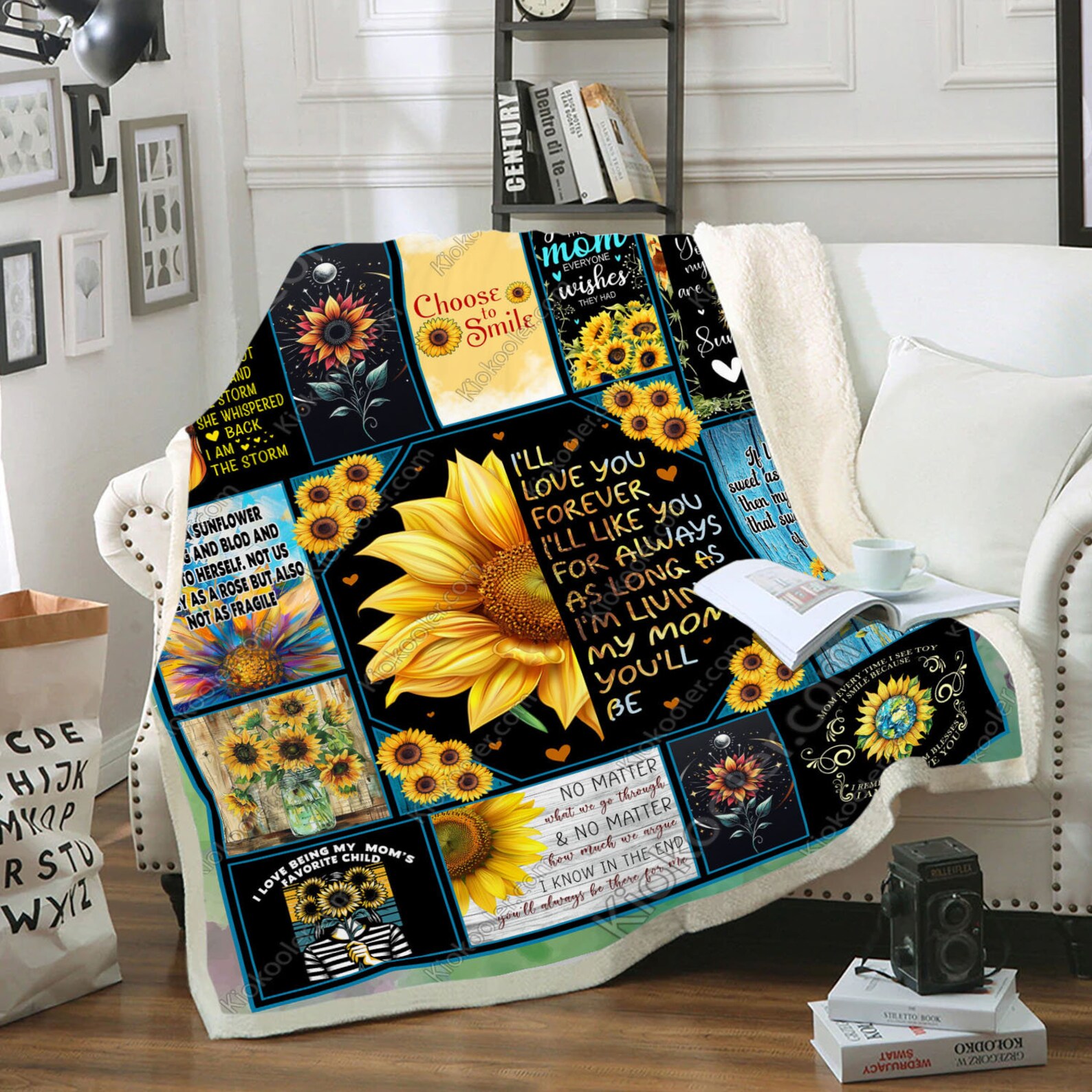 Sunflowers and Farms Multi-color Blanket, Sunflower Pattern Fleece ...