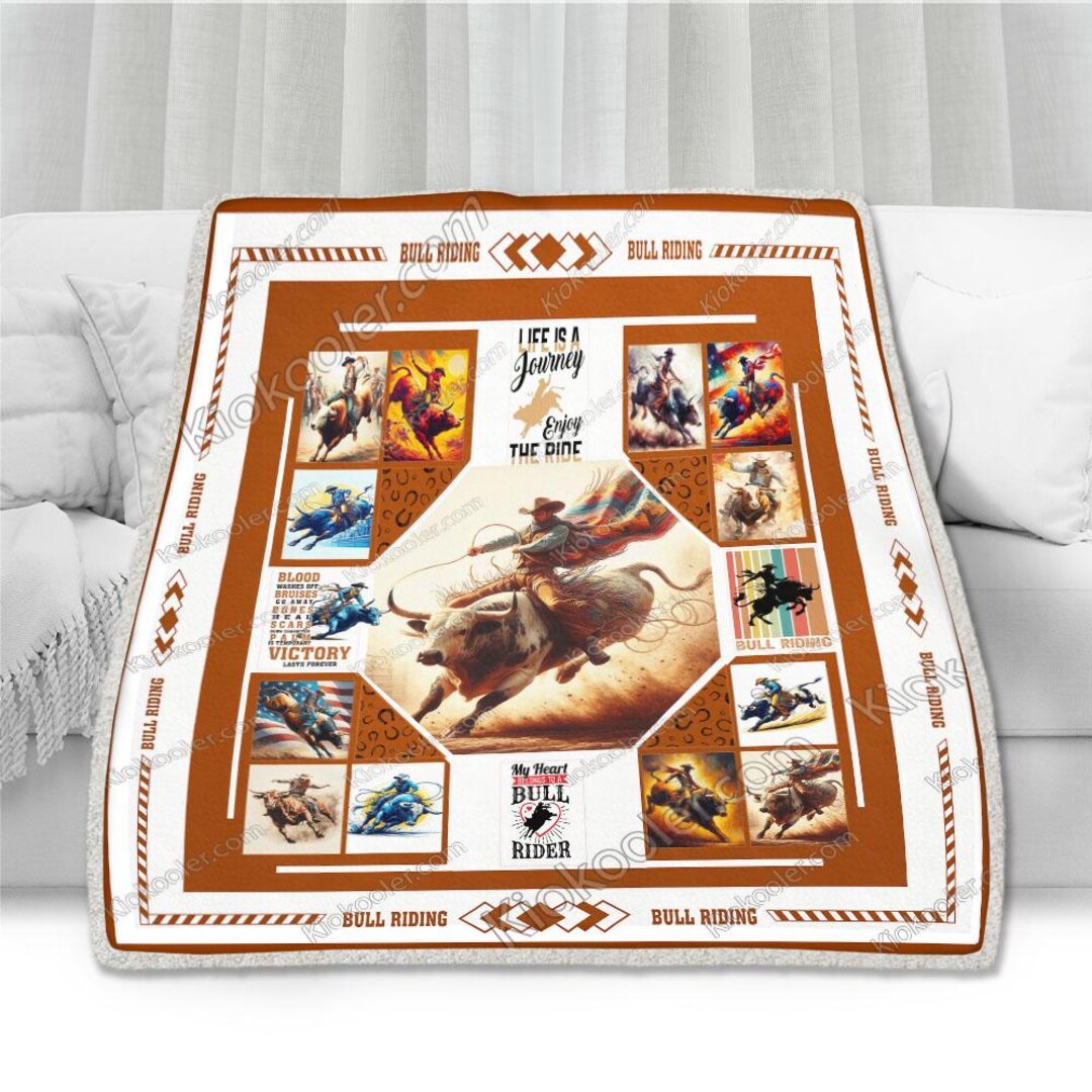Bull Riding Fleece Blanket, Throws Blanket Comfort Warmth Soft Cozy ...