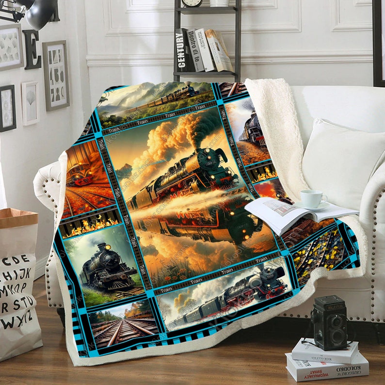 Steam Railroad Trains Throws Blanket Comfort Warmth Soft Cozy Blanket ...