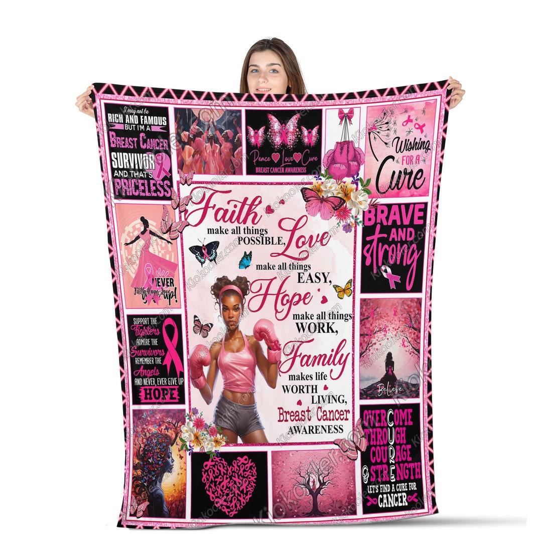 Breast Cancer Awareness Black Woman 1 All Season Throws Blanket Comfort ...