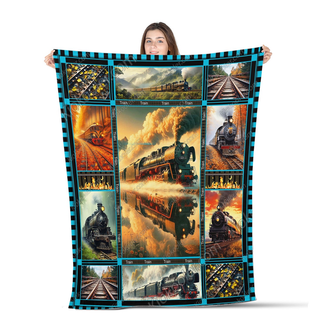 Steam Railroad Trains Throws Blanket Comfort Warmth Soft Cozy Blanket ...