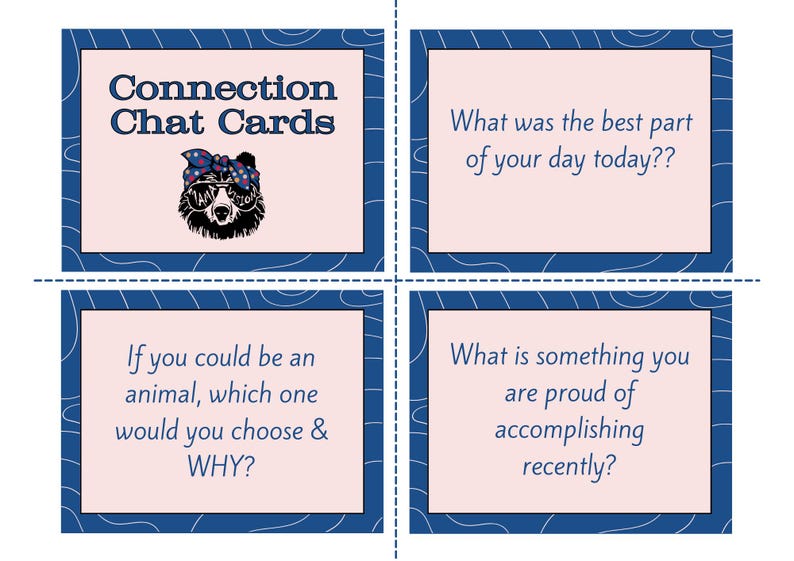 Printable Connection Chat Card Game for Kids of ALL Ages, Conversation ...