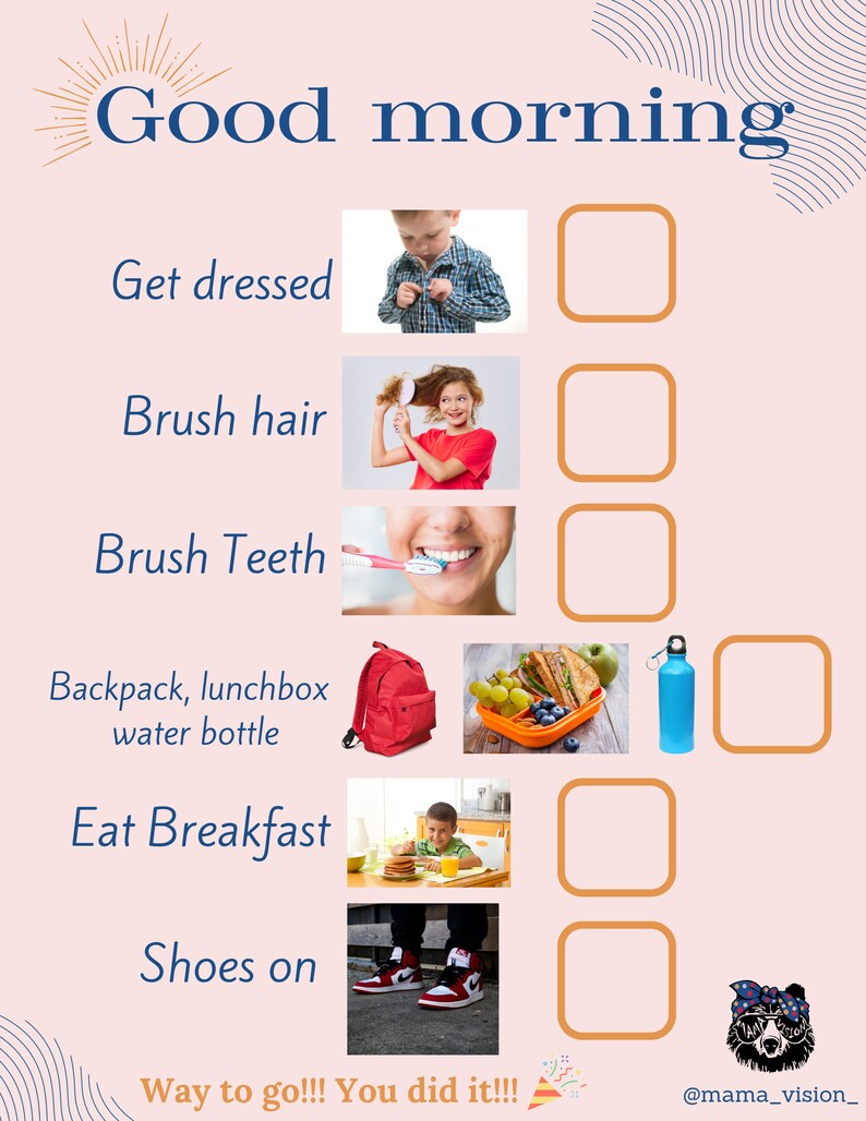 Printable Morning Routine Checklist for Kids Ages 2-18 - Etsy