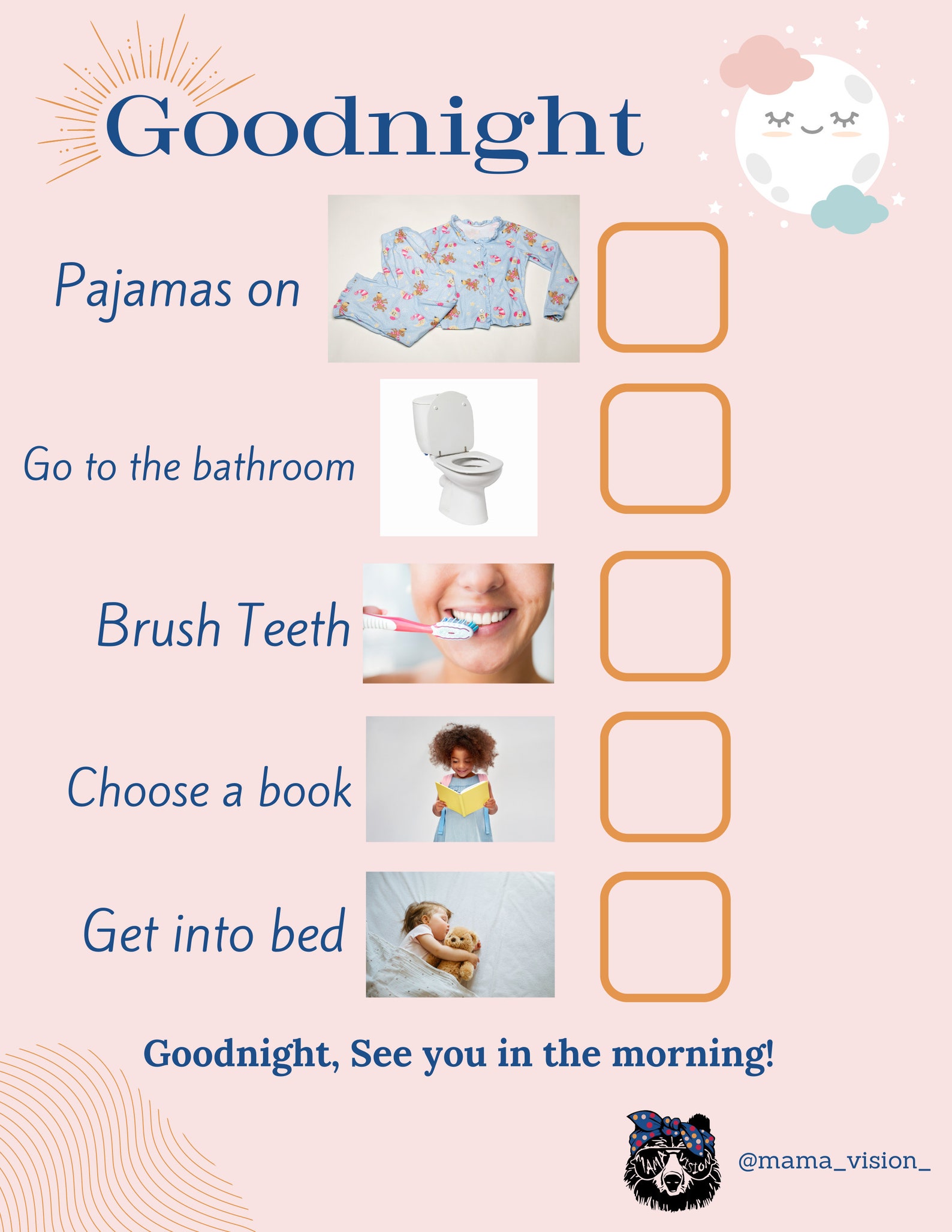 Printable Bedtime Routine Checklist for Kids; Ages 2-18 - Etsy