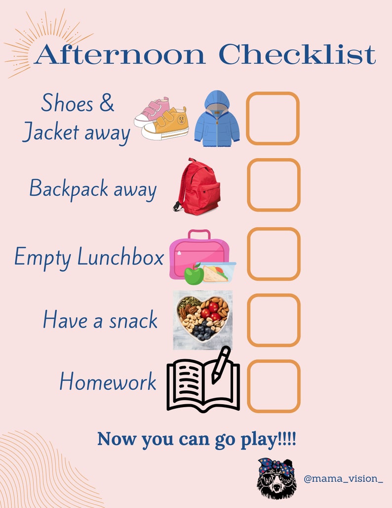 Printable Afternoon Routine Checklist for Kids; Ages 2-18 - Etsy