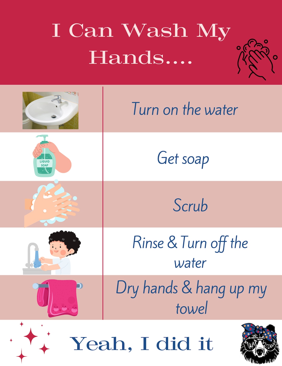 Printable Checklist, "i Can" Wash My Hands, Healthy Habits ...
