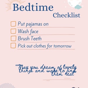 Printable Bedtime Routine Checklist for Kids; Ages 2-18 - Etsy