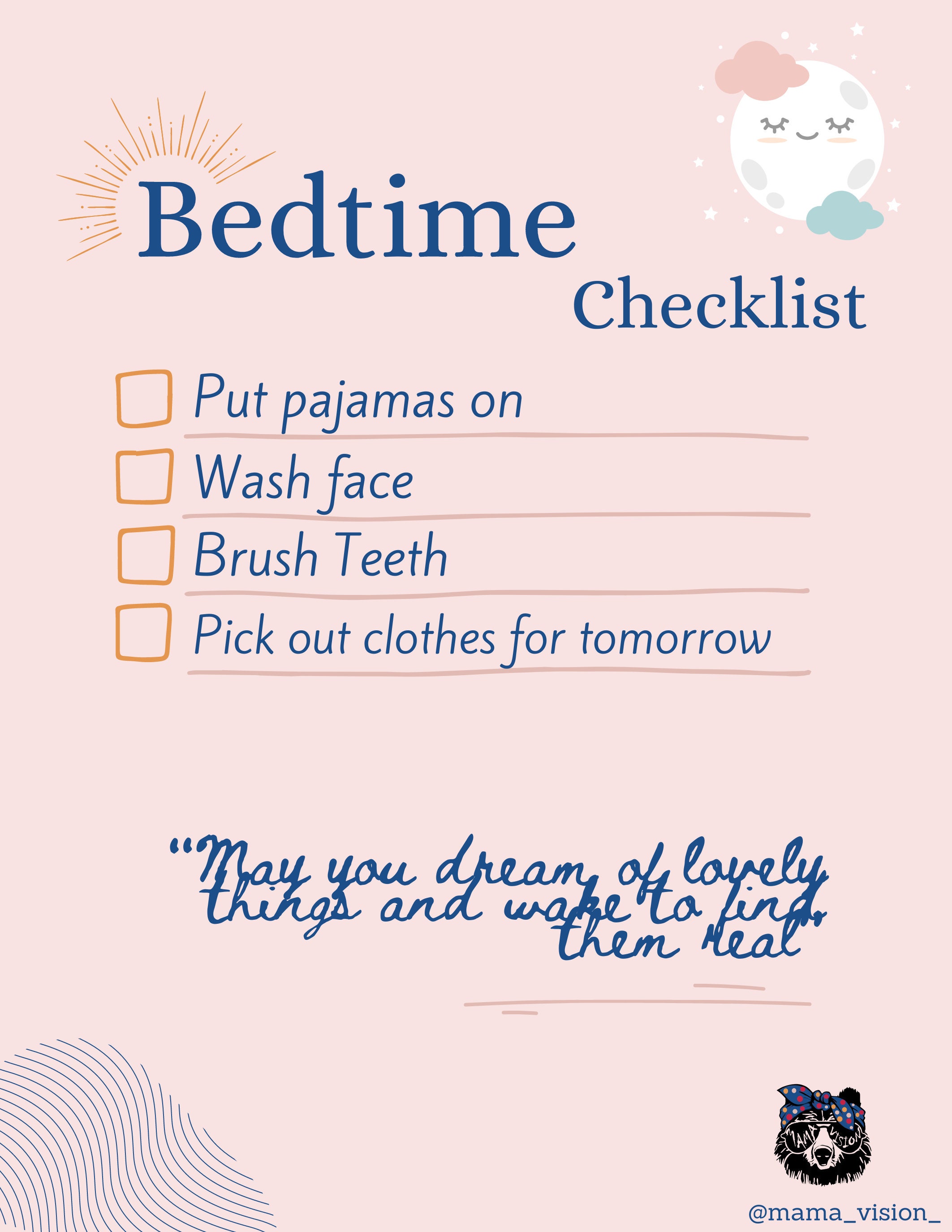Printable Bedtime Routine Checklist for Kids; Ages 2-18 - Etsy