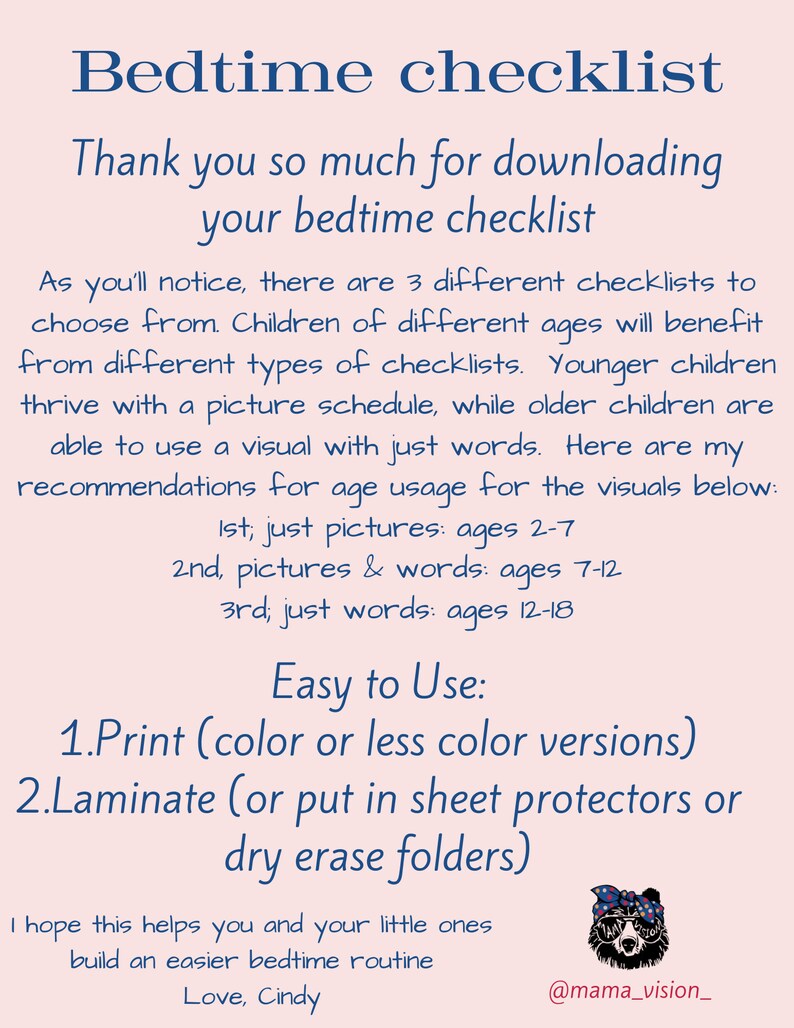 Printable Bedtime Routine Checklist for Kids Ages 2-18 - Etsy